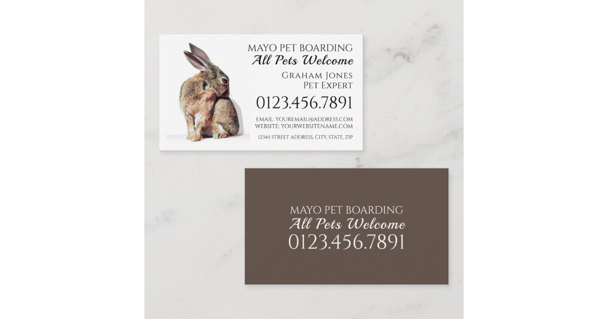 Rabbit Portrait, Pet Boarding Business Card | Zazzle