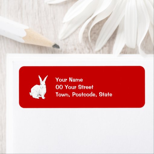 Rabbit red Return Address Label | Zazzle