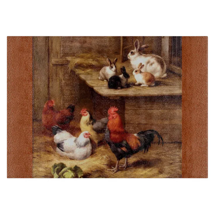 Rabbit Rooster Bunnies Farm Animals Pets Cutting Board | Zazzle