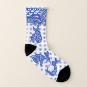 Rabbit Socks Blue Willow Pattern Whimsical Bunny | Zazzle