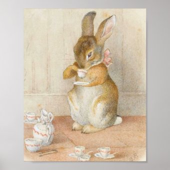 Rabbit Tea Party - Beatrix Potter Poster | Zazzle