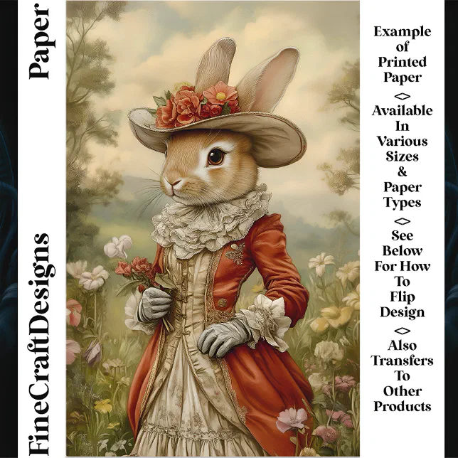 Rabbit Vintage Outfit, Country CL7 Scrapbook Paper | Zazzle