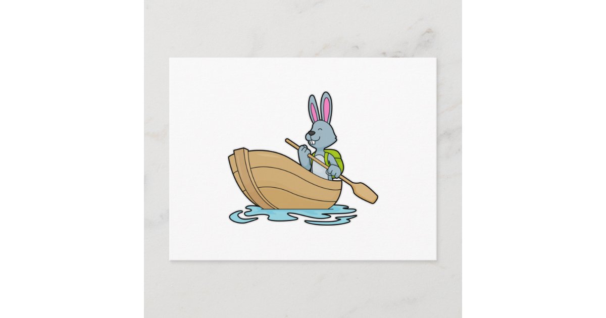 Rabbit with Boat & Paddle Postcard | Zazzle