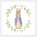 Rabbit with Green leaf Wreath Square Sticker | Zazzle