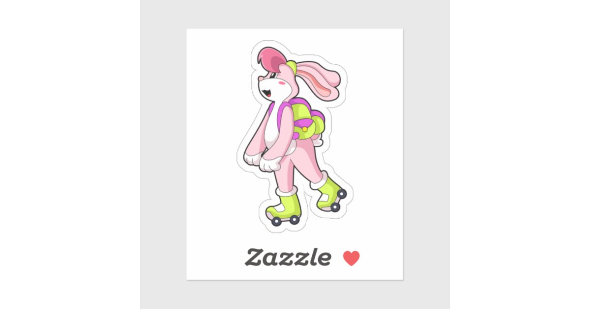 Rabbit with Roller skates Sticker | Zazzle