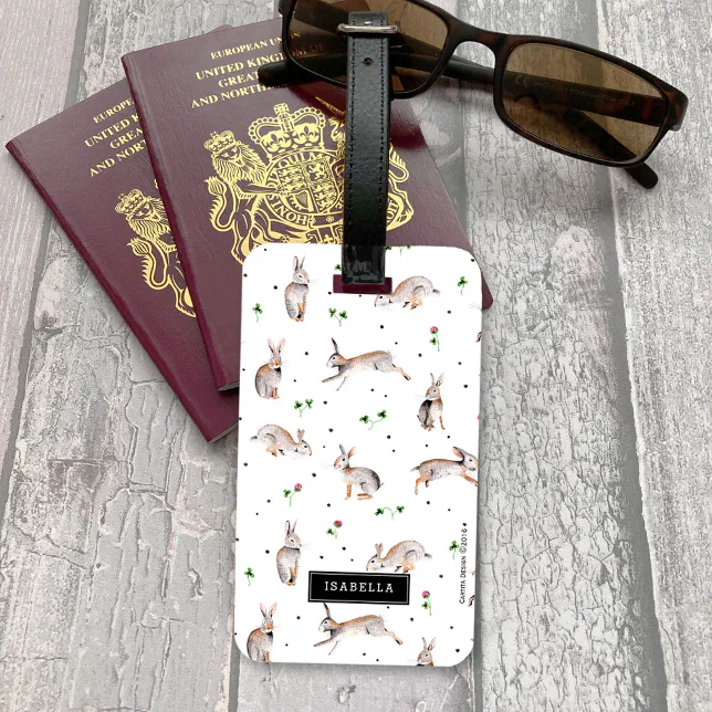 Rabbits and Clover | Travel vacation | Luggage Tag | Zazzle