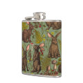 Rabbits and woodland flora Flask | Zazzle