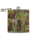 Rabbits and woodland flora Flask | Zazzle