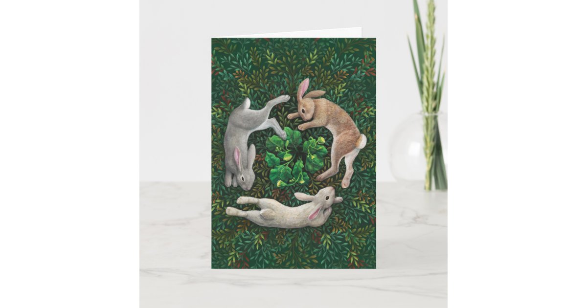 "Rabbits Frolicking." Greeting Card | Zazzle