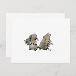 Rabbits with Flowers Postcard | Zazzle