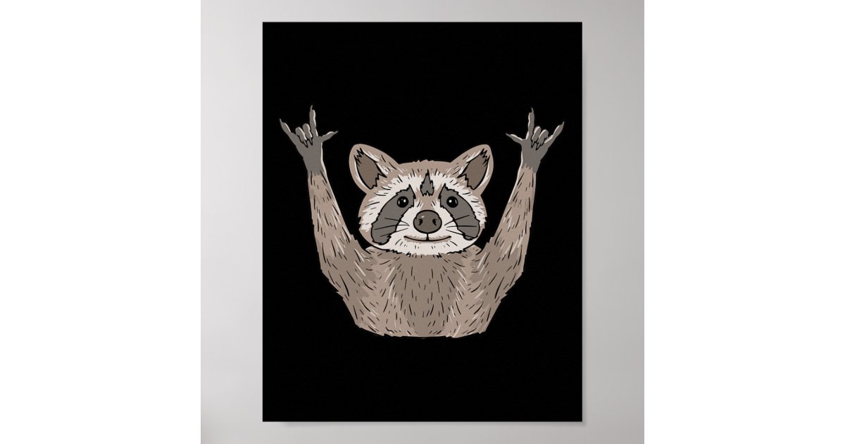 Raccoon Asl Hand Gesture Deaf Hearing Loss Awarene Poster | Zazzle