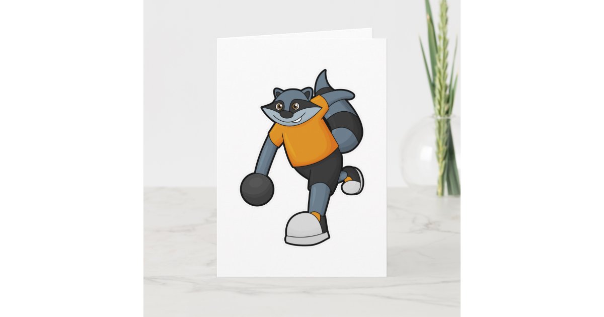 Raccoon at Bowling with Bowling ball Card | Zazzle