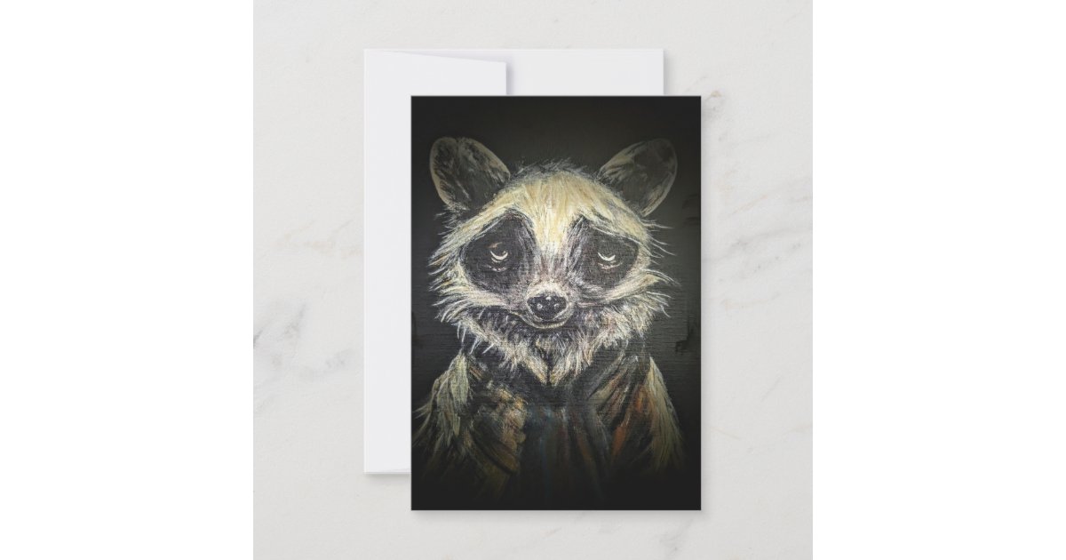 Raccoon Flat Thank You Card | Zazzle