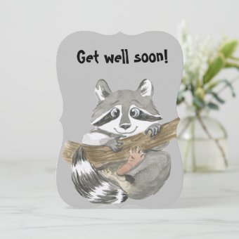 Raccoon Get well soon Flat Thank You Card | Zazzle