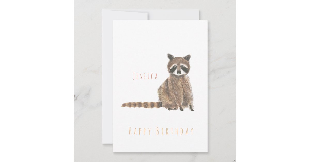 raccoon Happy birthday greeting card | Zazzle
