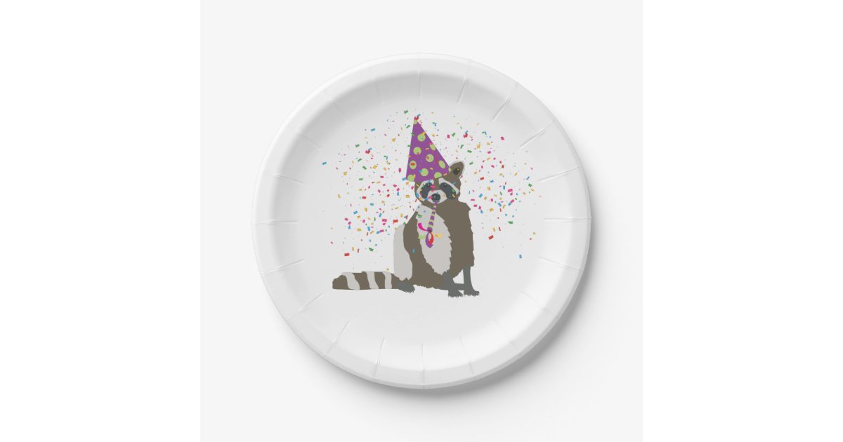 Raccoon Partying - Animals Having a Party Paper Plates | Zazzle