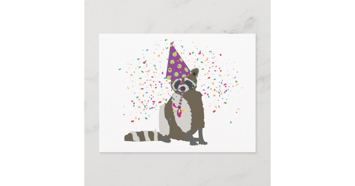 Raccoon Partying - Animals Having a Party Postcard | Zazzle