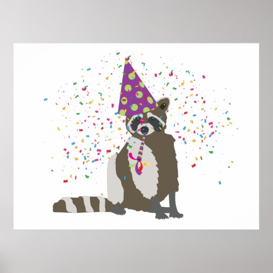 Raccoon Partying - Animals Having a Party Poster | Zazzle.com
