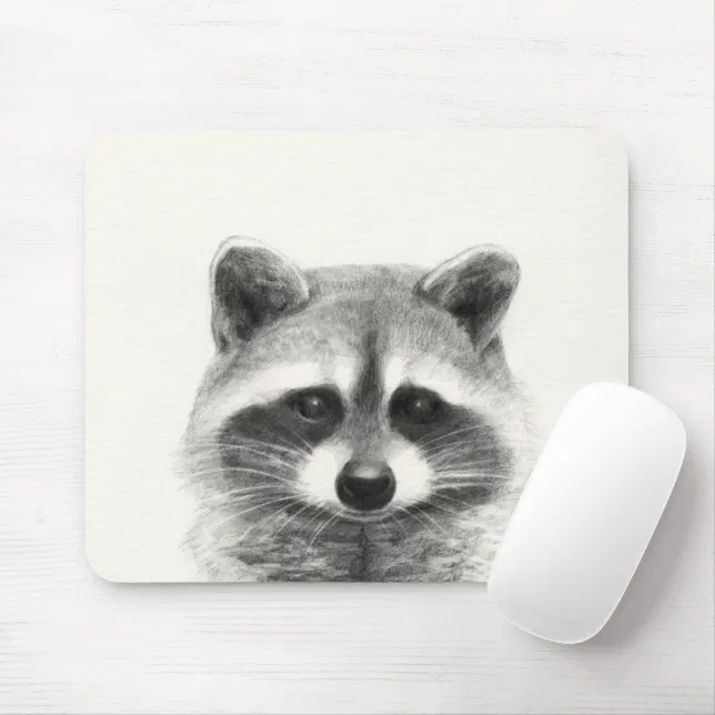 Raccoon Pencil Drawing Mouse Pad | Zazzle