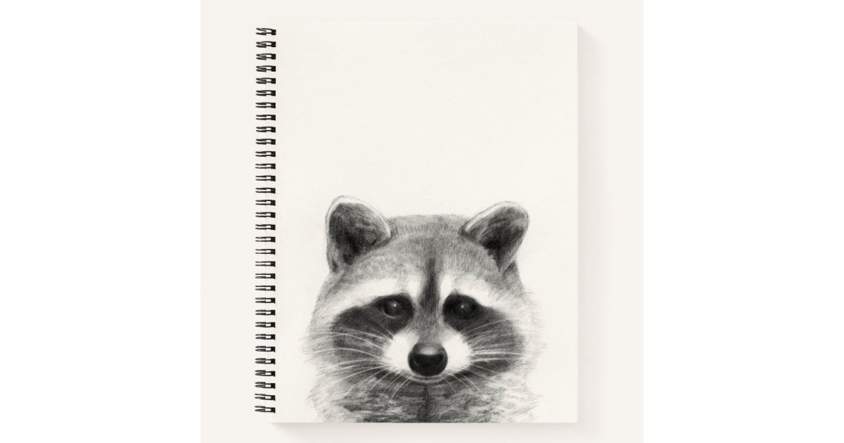 Raccoon Pencil Drawing Notebook | Zazzle