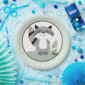 Raccoon Woodland Nature Paper Plate | Green | Zazzle
