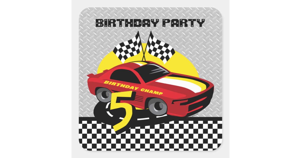 Race Car 5th Birthday Sticker | Zazzle