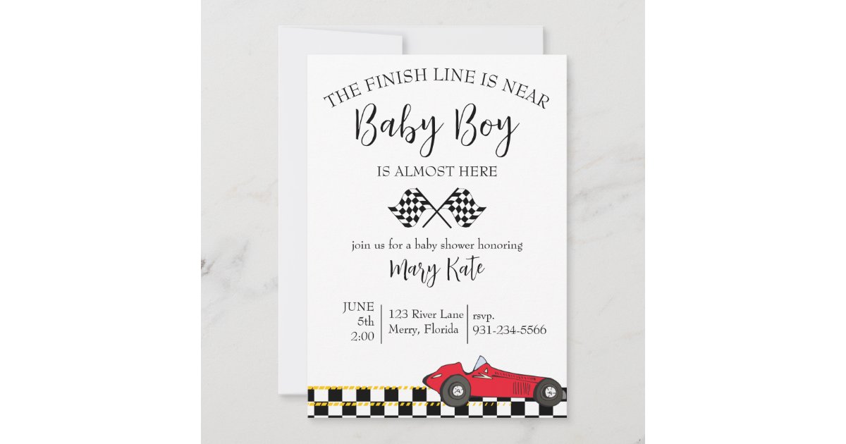 Race Car Baby Shower Invitation | Zazzle