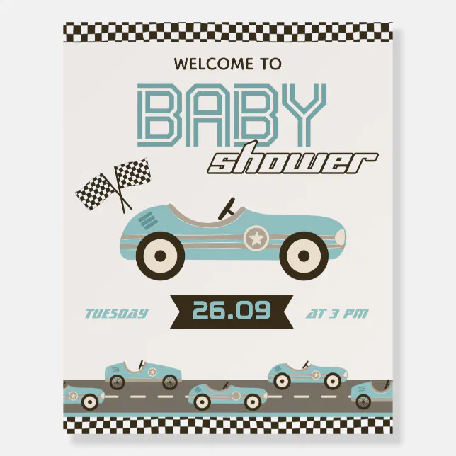 Race Car Baby Shower Welcome Sign Foam Boards | Zazzle