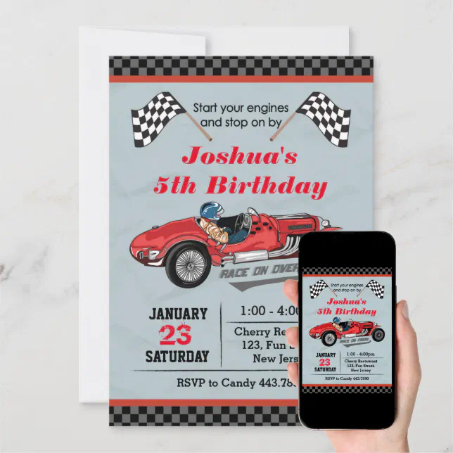 Race Car Birthday Invitation | Zazzle