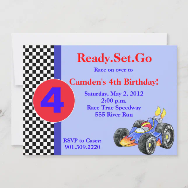 Race Car Birthday Invitation | Zazzle
