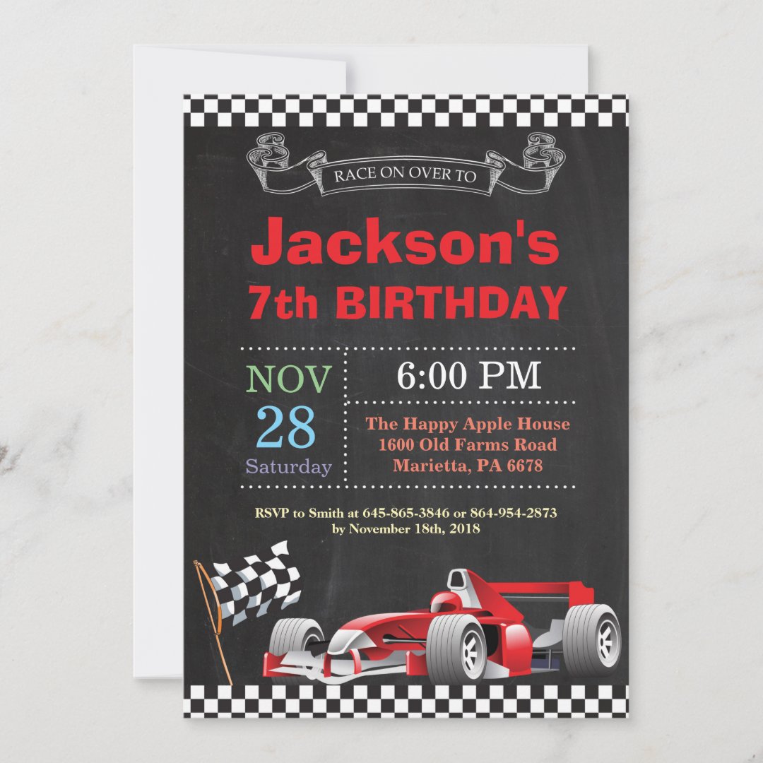 Race Car Birthday Invitation. Boy Birthday Party Invitation | Zazzle