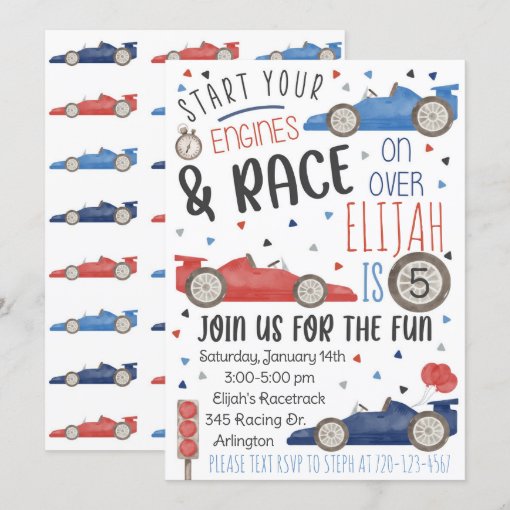 Race Car Birthday Invitation, Racing Invitation | Zazzle