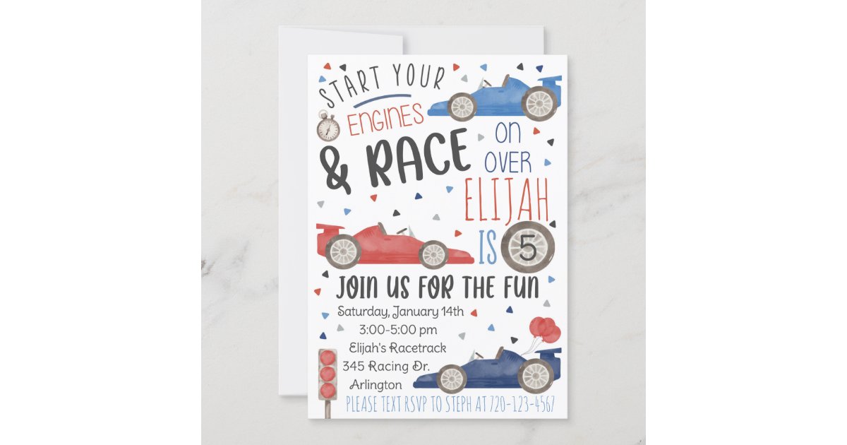 Race Car Birthday Invitation, Racing Invitation | Zazzle