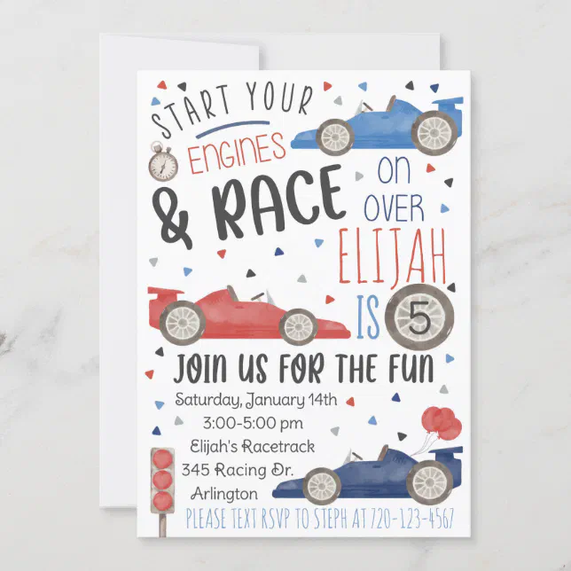 Race Car Birthday Invitation, Racing Invitation | Zazzle