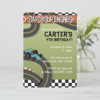 Race Car Birthday Invite | Zazzle