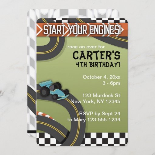 Race Car Birthday Invite | Zazzle