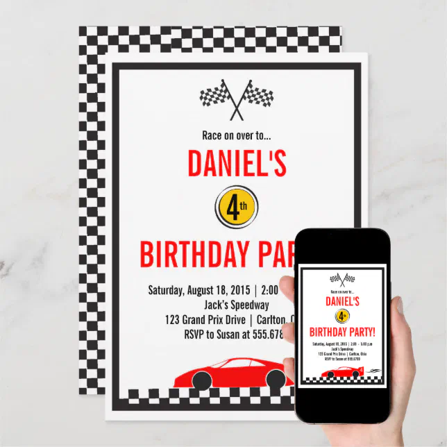Race Car Birthday Party Invitation | Zazzle