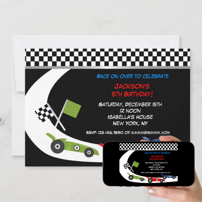 Race Car Birthday Party Invitations | Zazzle