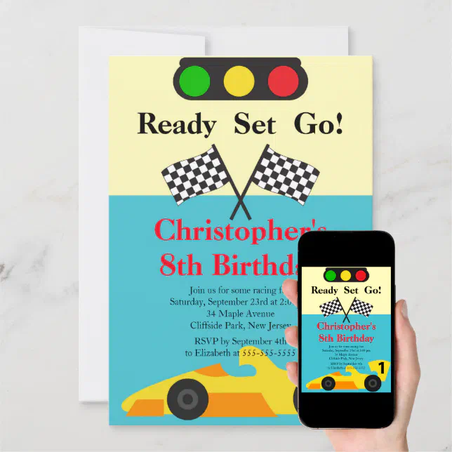 Race Car Birthday Party Invitations | Zazzle