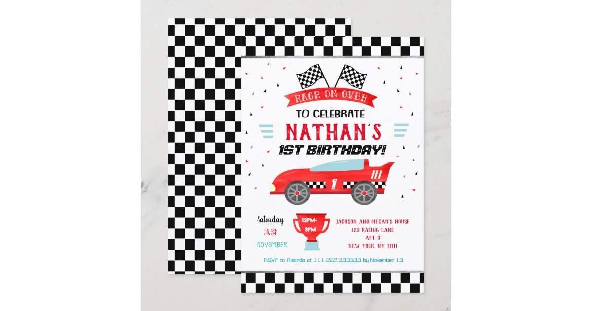 Race Car Birthday Party Invitations | Zazzle