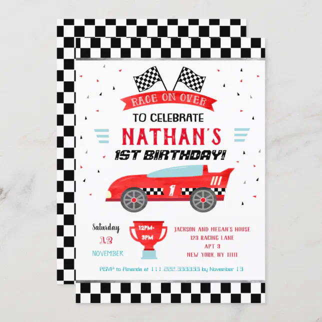 Race Car Birthday Party Invitations | Zazzle