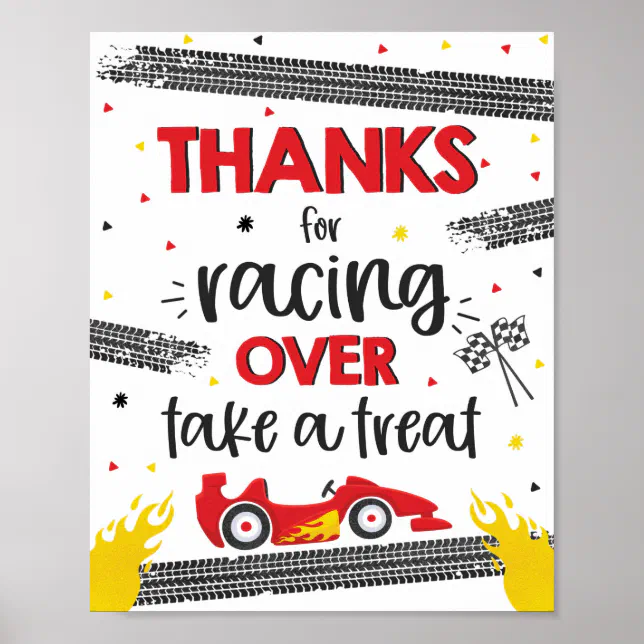 Race Car Birthday Party Two Fast Birthday Treat Poster | Zazzle