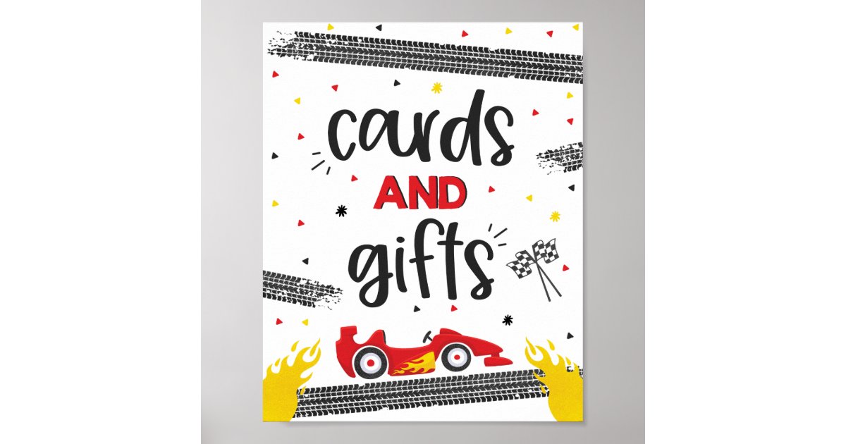 Race Car Birthday Party Two Fast Cards And Gifts Poster | Zazzle