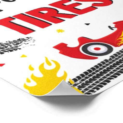 Race Car Birthday Party Two Fast Spare Tires Poster | Zazzle