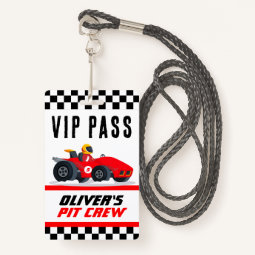 Race Car Birthday Party VIP Pit Crew Pass Badge | Zazzle