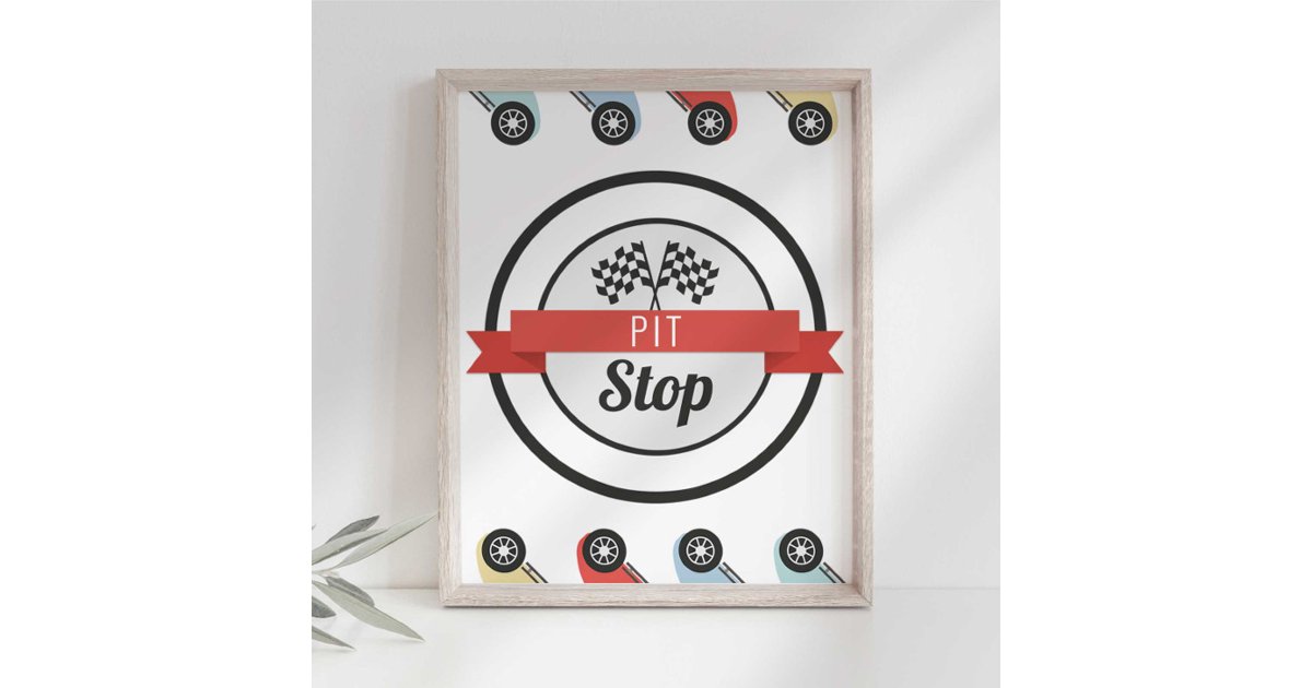 Race Car Birthday Pit Stop Sign | Zazzle