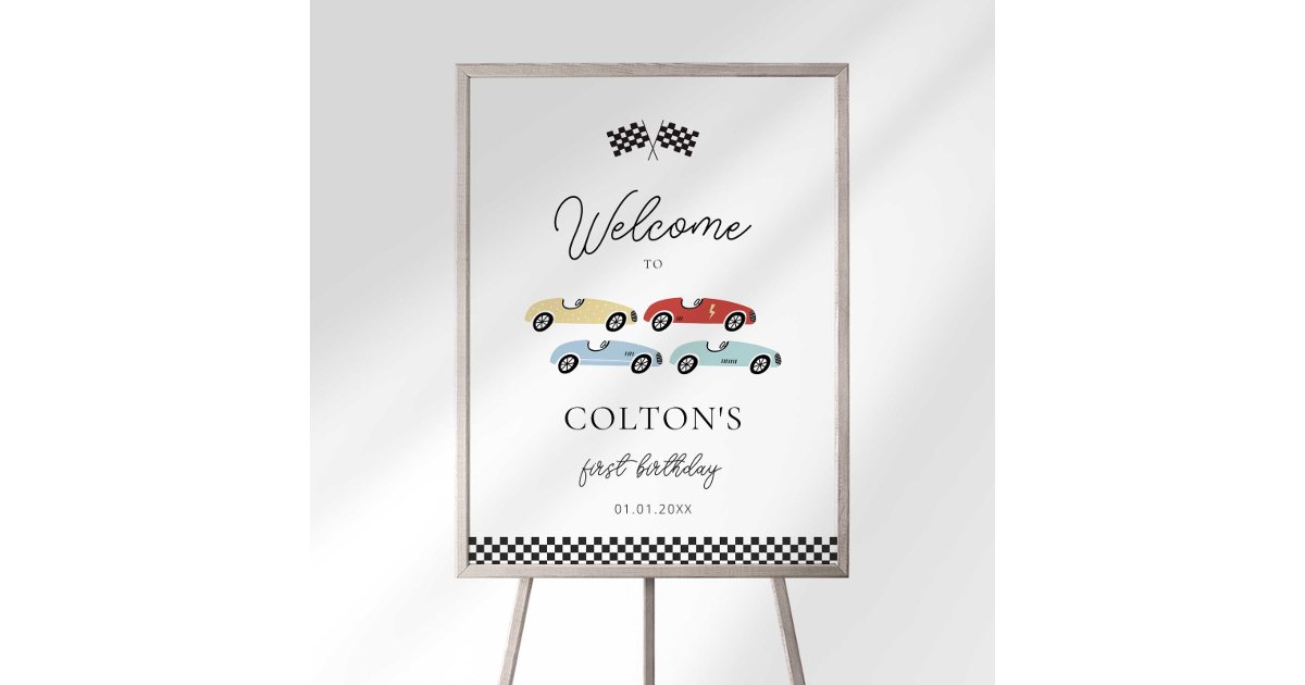 Race Car Birthday Welcome Sign | Zazzle