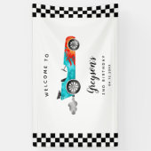 Race Car Boy Birthday Party Welcome Banner | Zazzle