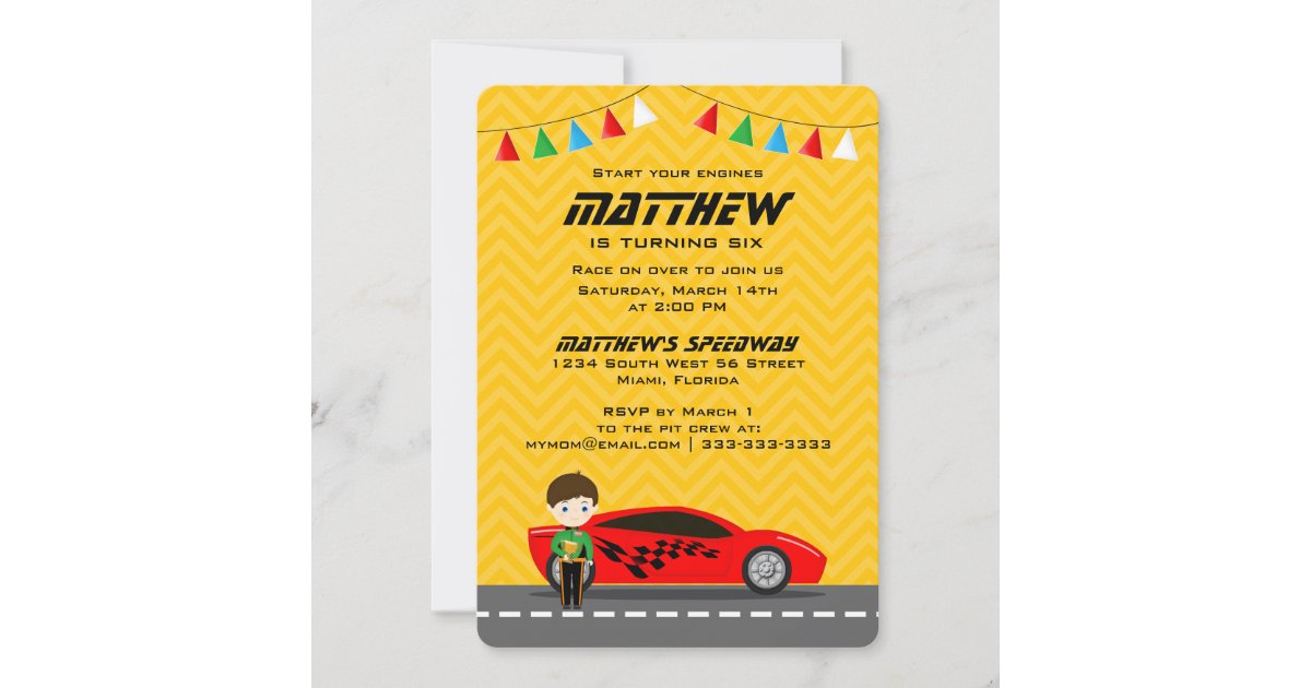 Race Car Driver Invitation | Zazzle