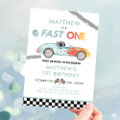 Race Car Fast One First Birthday Invitation | Zazzle